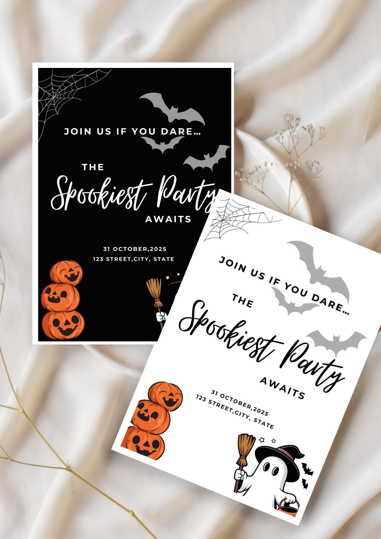 Spooky Halloween Party Invitation: Editable Canva Template (digital ...