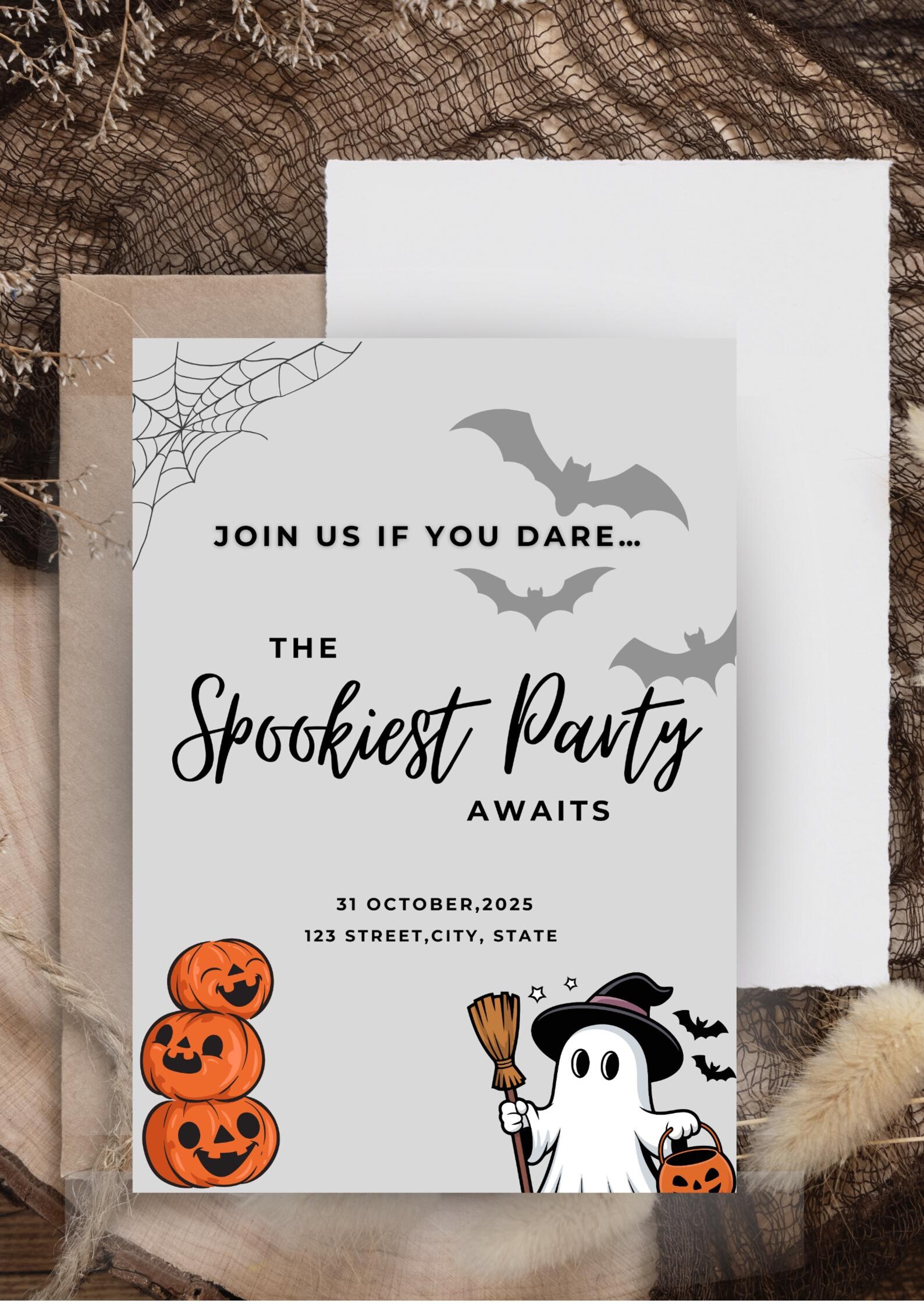 Spooky Halloween Party Invitation: Editable Canva Template (digital ...