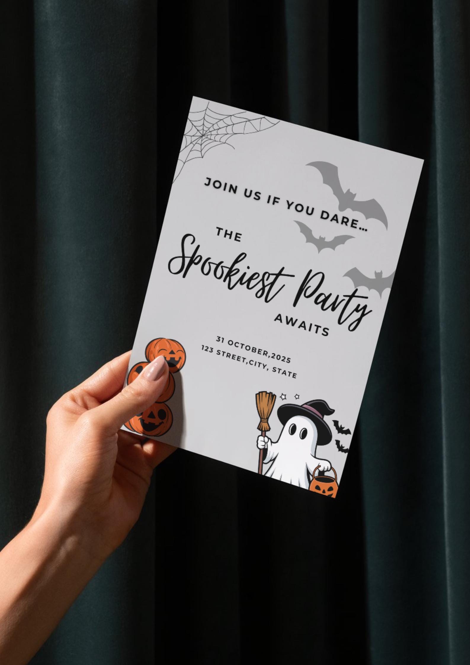Spooky Halloween Party Invitation: Editable Canva Template (digital ...