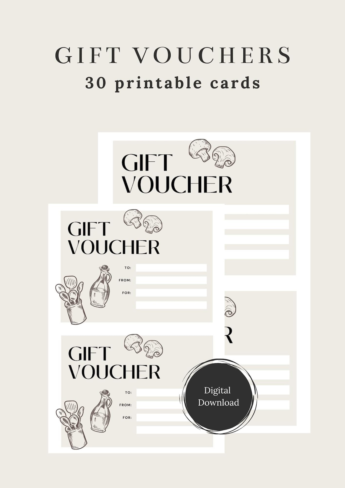 Printable Gift Card Voucher Template: Modern Design (PDF File) - Etsy
