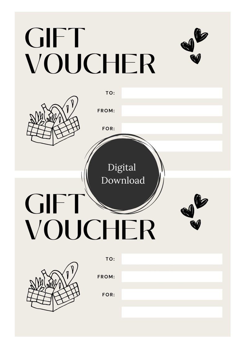 Printable Gift Card Voucher Template: Modern Design (PDF File) - Etsy