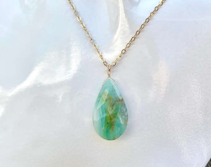 Peruvian Opal Large Pendant on Gold Filled Chain Necklace - Etsy