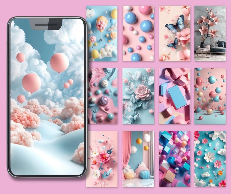 3D Phone Wallpaper Tags, Artistic Digital Designs for Custom Phone ...