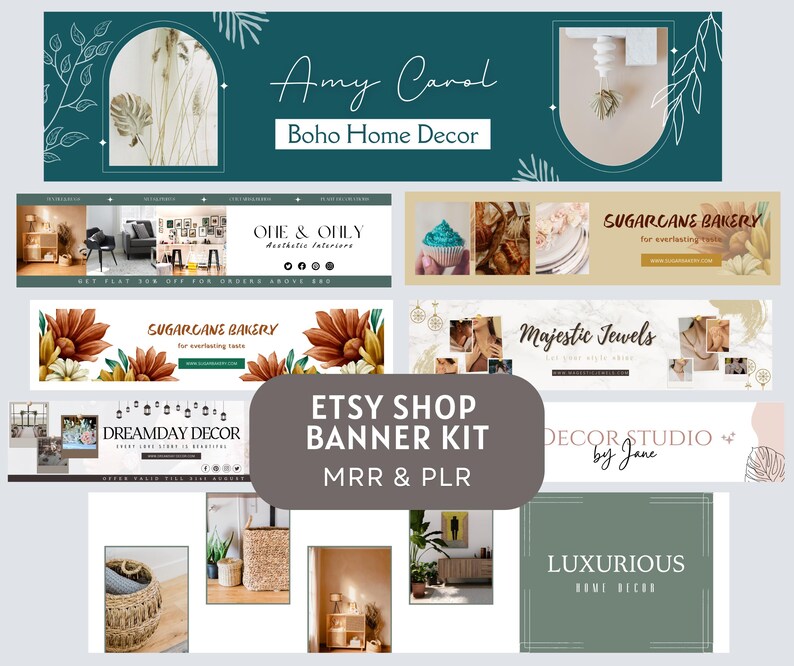 20 Etsy Shop Banner Kit MRR and PLR Customizable Canva Templates for ...