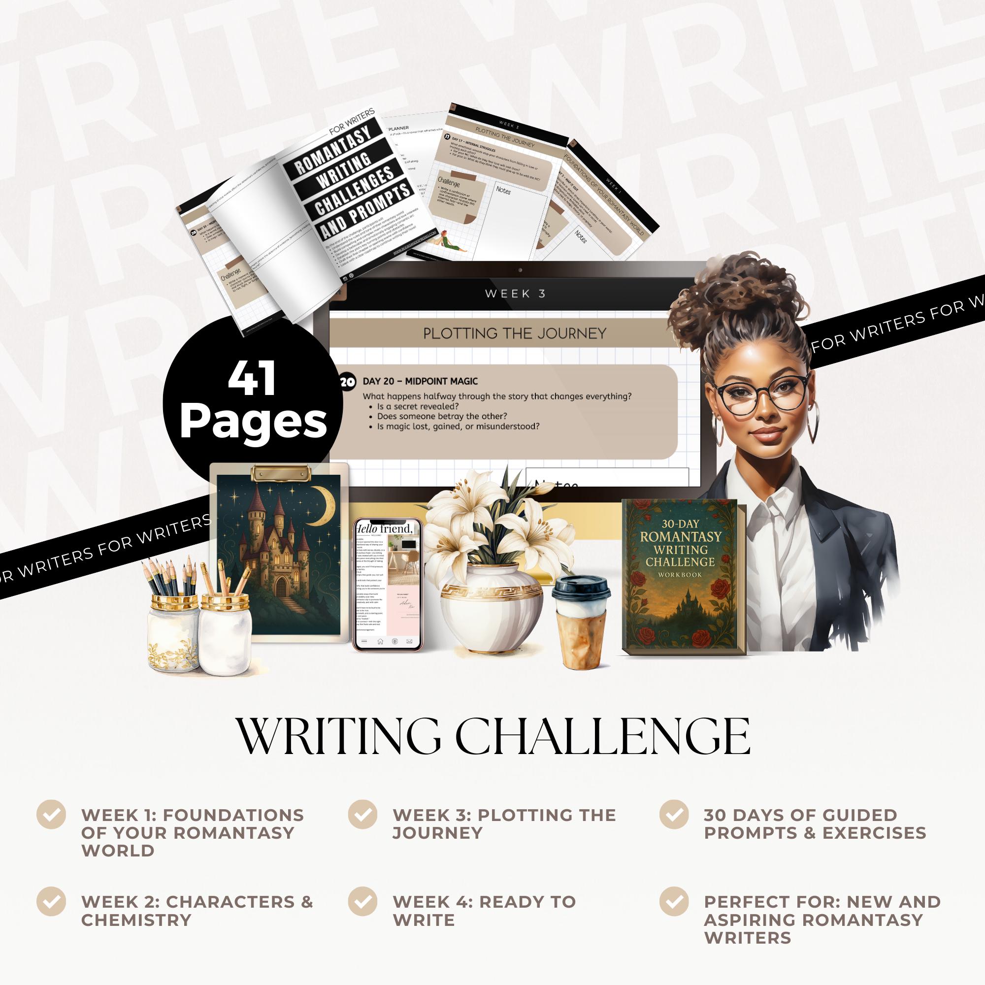 Romantasy Writing Workbook, 30 Day Writing Challenge, Fantay Romance ...