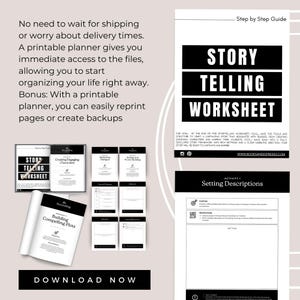 Printable Story Telling Planner, Novel Writing Workbook, Plot Outline ...