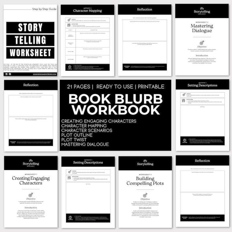 Printable Story Telling Planner, Novel Writing Workbook, Plot Outline ...