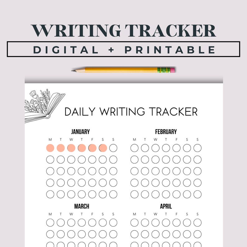 Monthly Writing Tracker, Word Count Tool, Book Planning, Novel Planner ...