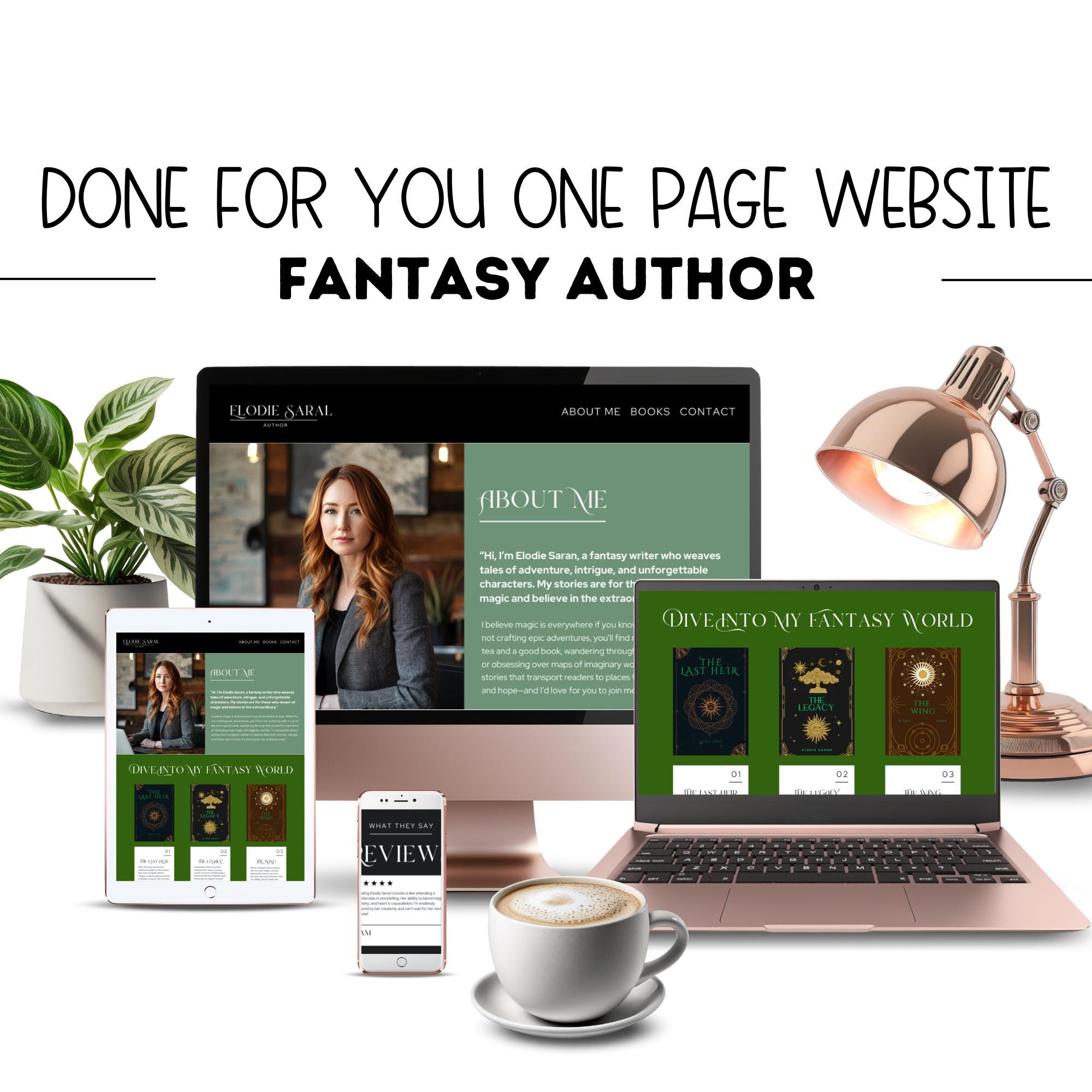 Canva One Page Website Template for Fantasy Author, Romantasy Book ...