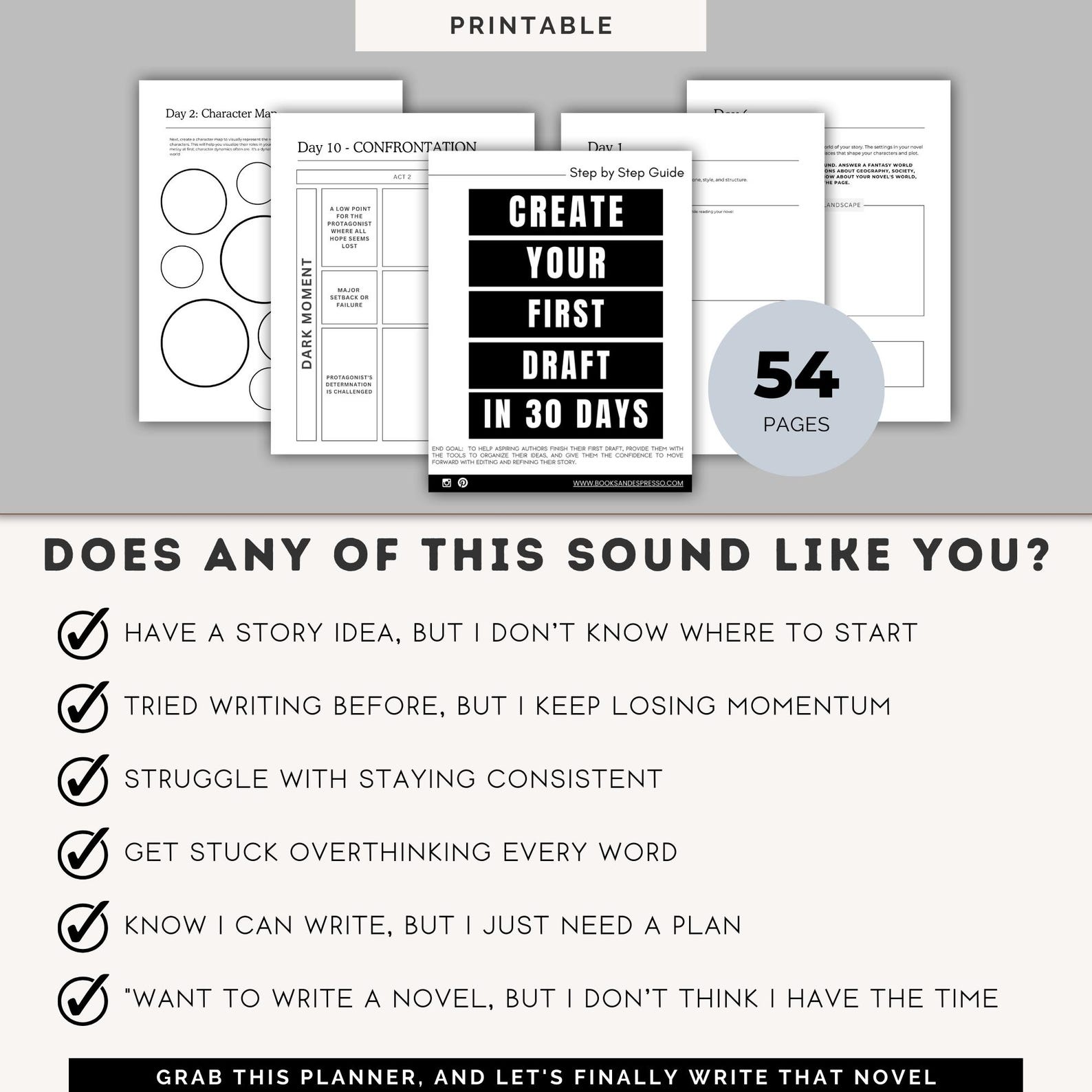 First Draft Novel Guide, Write a Book in 30 Days, 30 Day Novel Writing ...