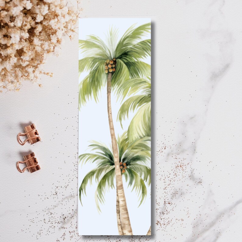 Palm Tree Printable Bookmarks, Set of 4 Tropical Beach Bookmarks ...