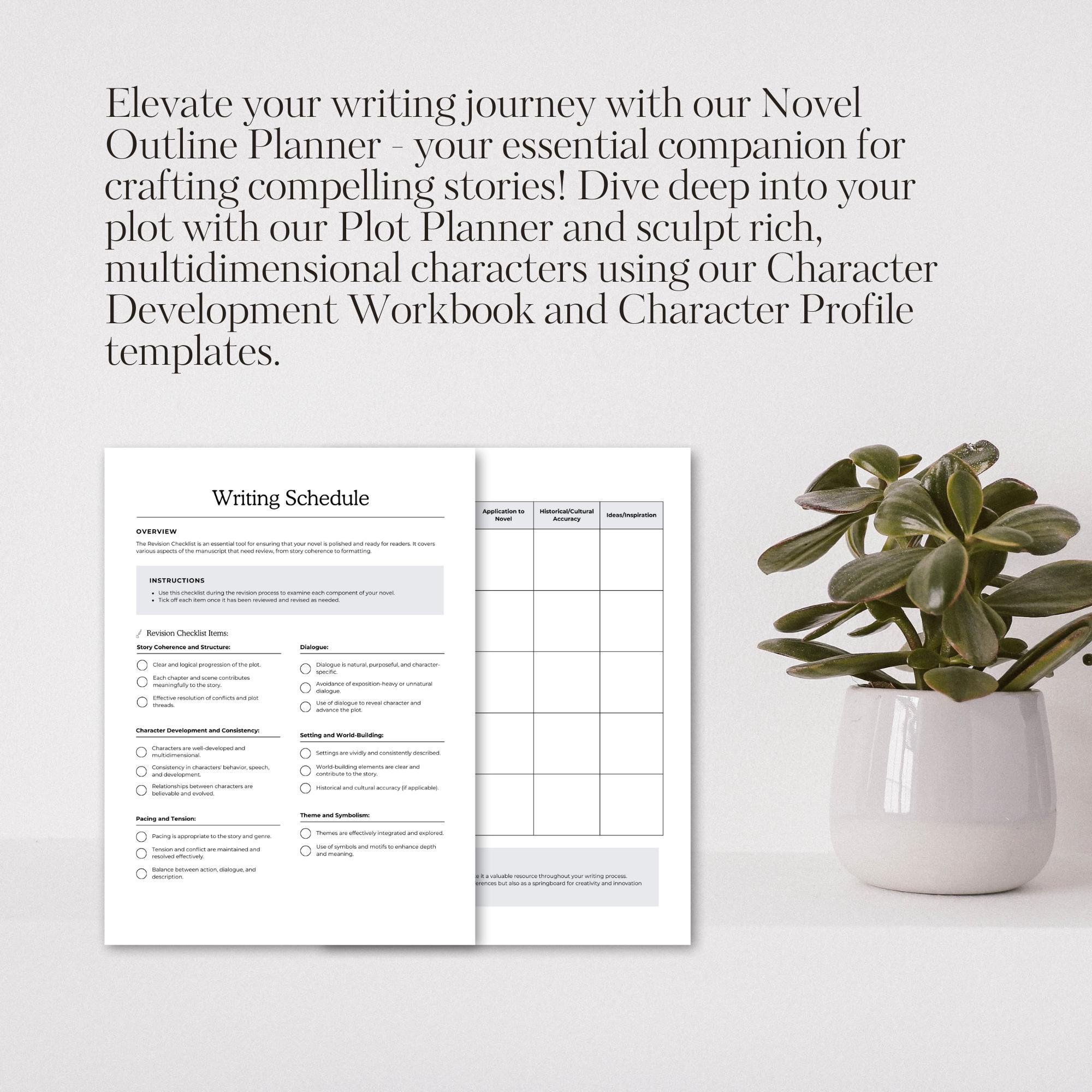 Novel Writing Planner, Writing Workbook Self Published Author, Plot Development, Plot Outline ...