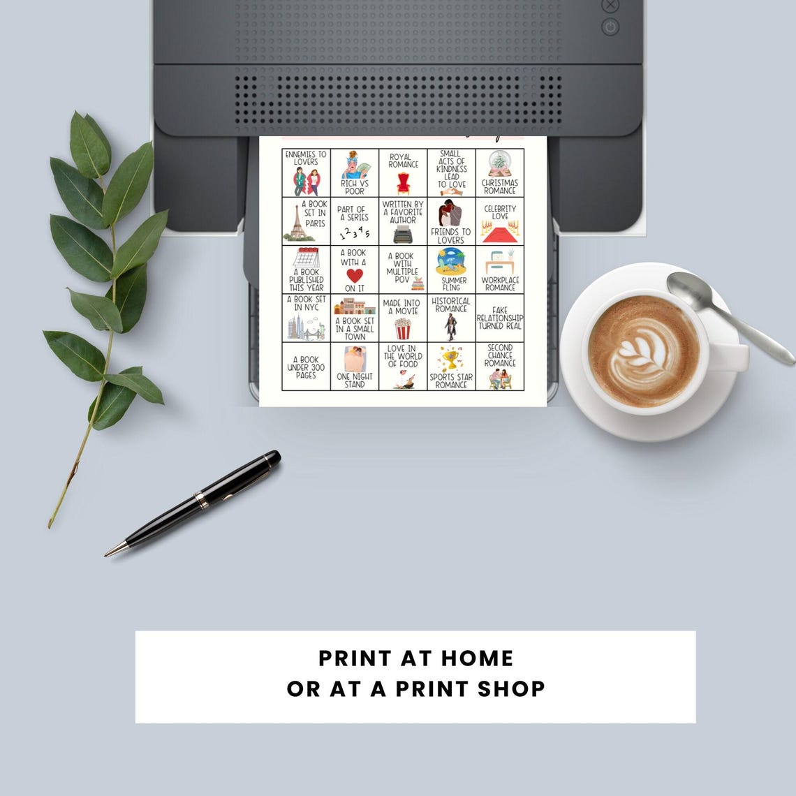 Printable Romance Book Bingo, Romance Reader TBR Game, Reading ...