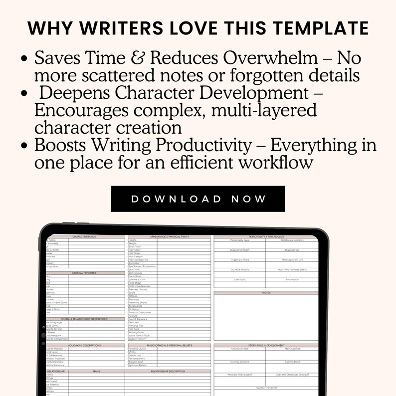 Character Development Spreadsheet, Character Sheet Profile Template ...