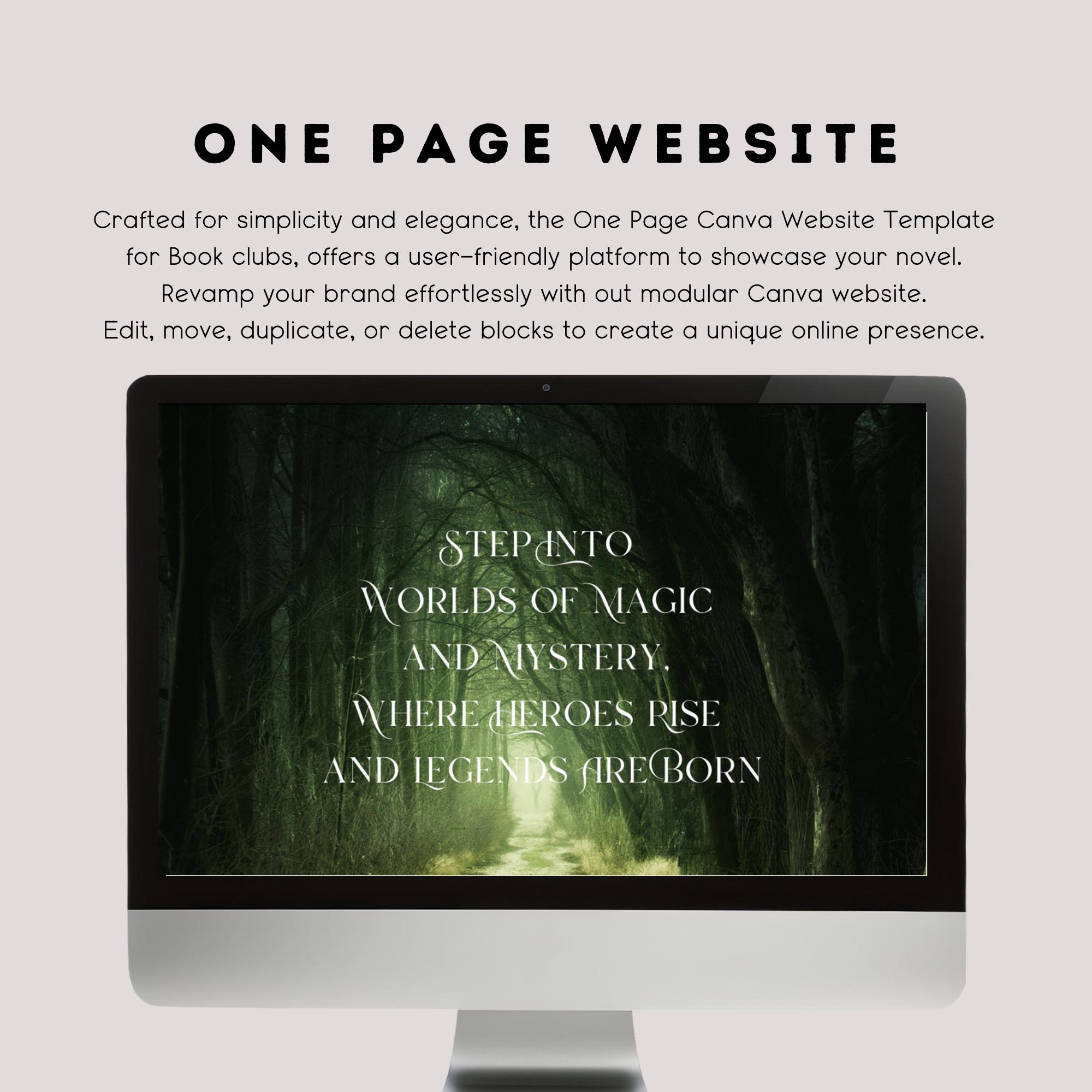Canva One Page Website Template for Fantasy Author, Romantasy Book ...