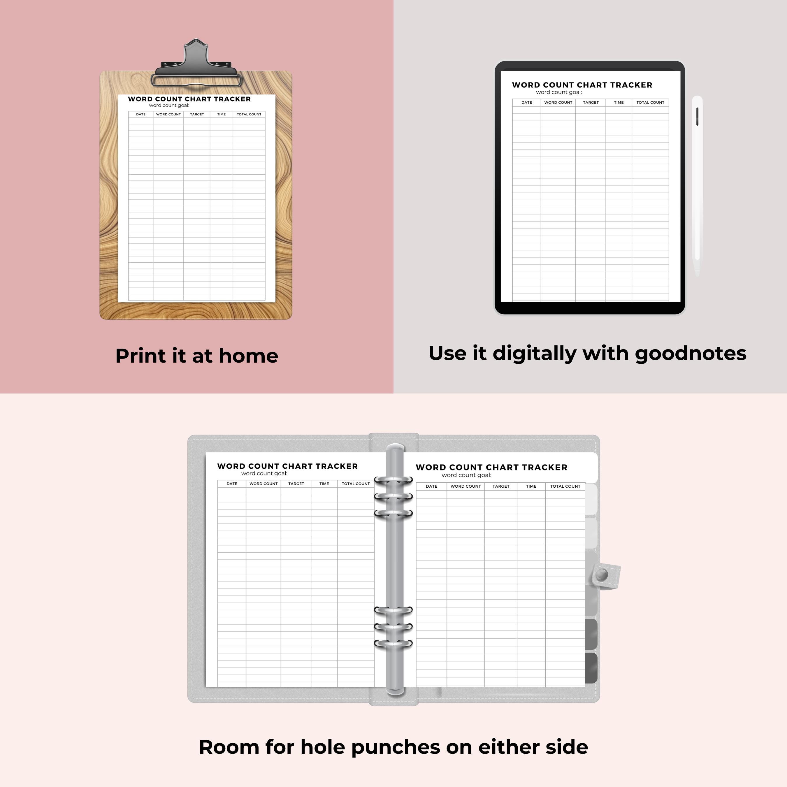 Daily Word Progress Tracker, Daily Writing Routine Tracker, Word Count ...