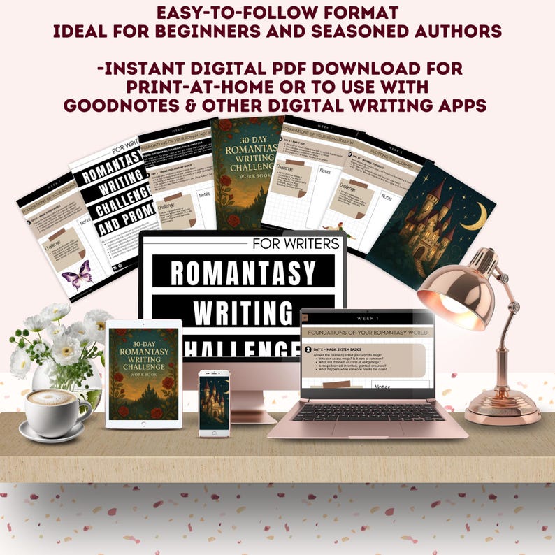 Romantasy Writing Workbook, 30 Day Writing Challenge, Fantay Romance ...