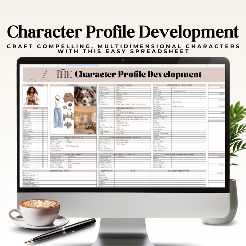 Character Development Spreadsheet, Character Sheet Profile Template ...