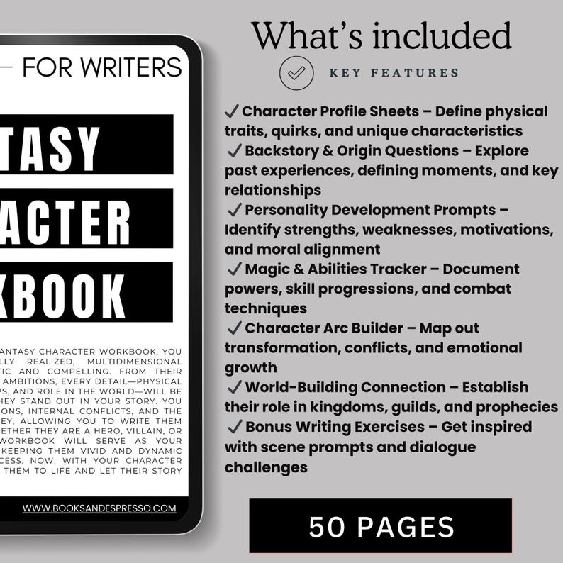Fantasy Character Workbook, Character Profile Creation, Character ...