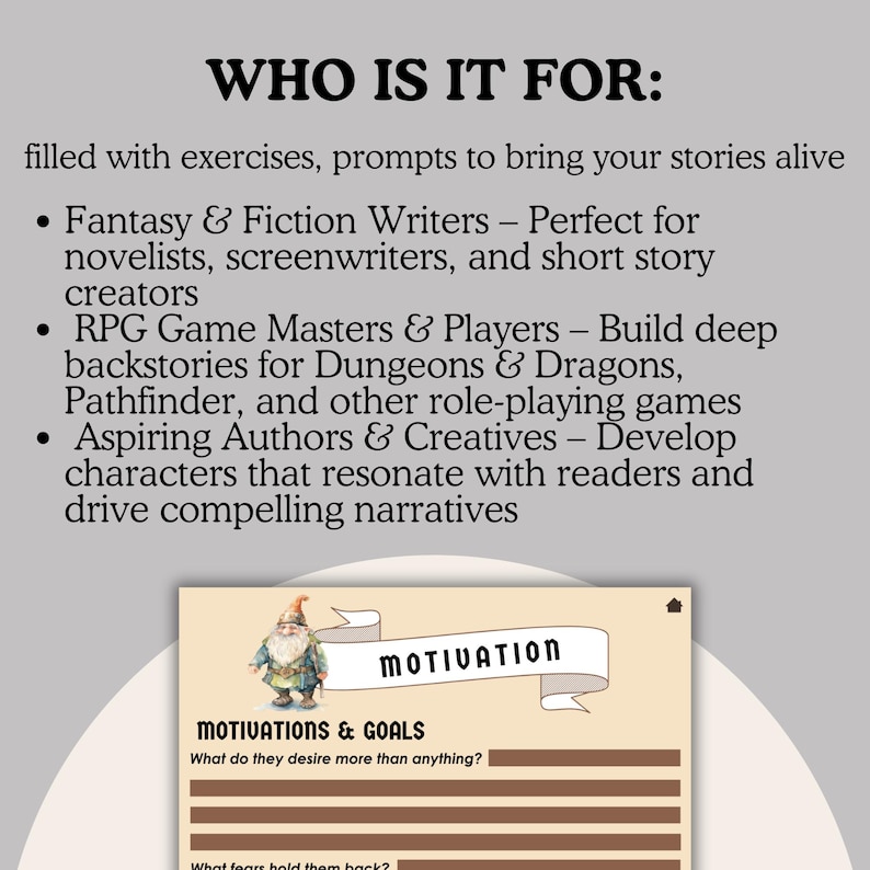 Fantasy Character Workbook, Character Profile Creation, Character ...