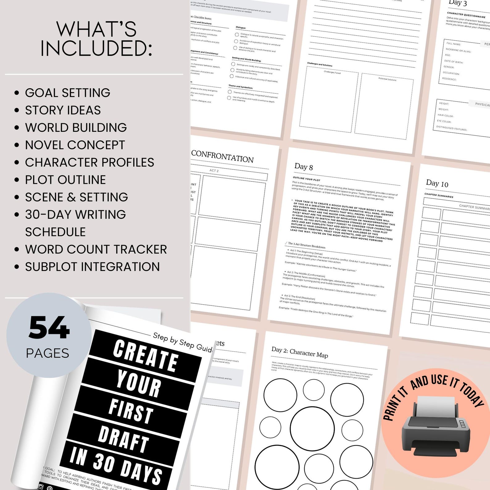 First Draft Novel Guide, Write a Book in 30 Days, 30 Day Novel Writing ...