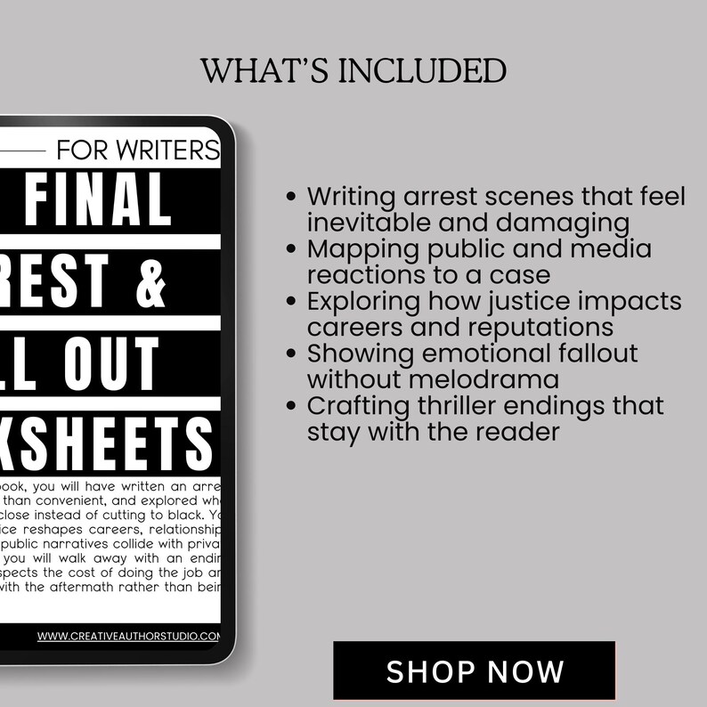 Police Thriller Worksheets, Crime Fiction Writing, Police Procedural ...