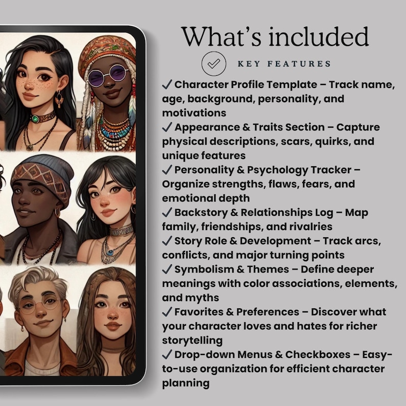 Character Development Spreadsheet, Character Sheet Profile Template, Character Tracker for ...