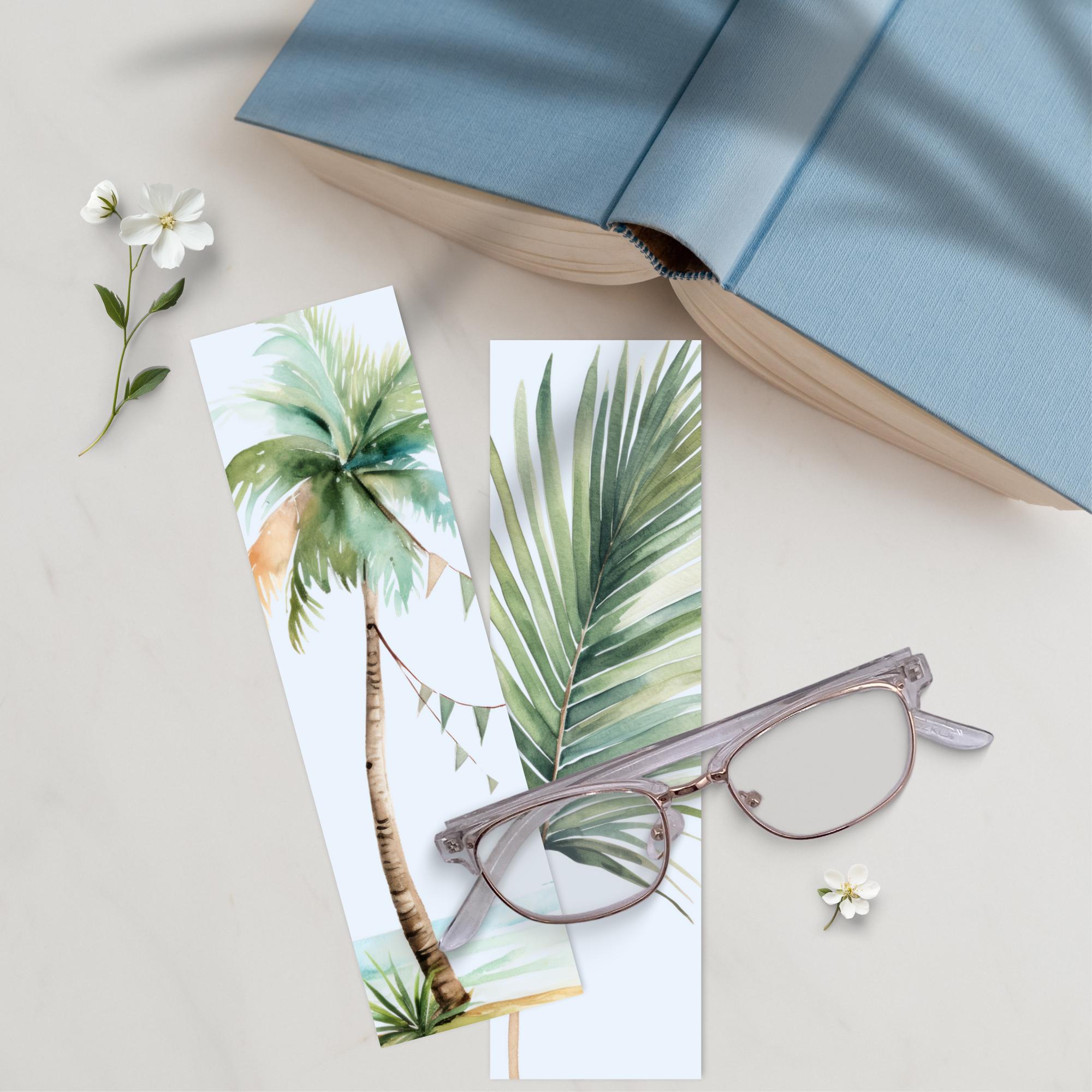 Palm Tree Printable Bookmarks, Set of 4 Tropical Beach Bookmarks ...
