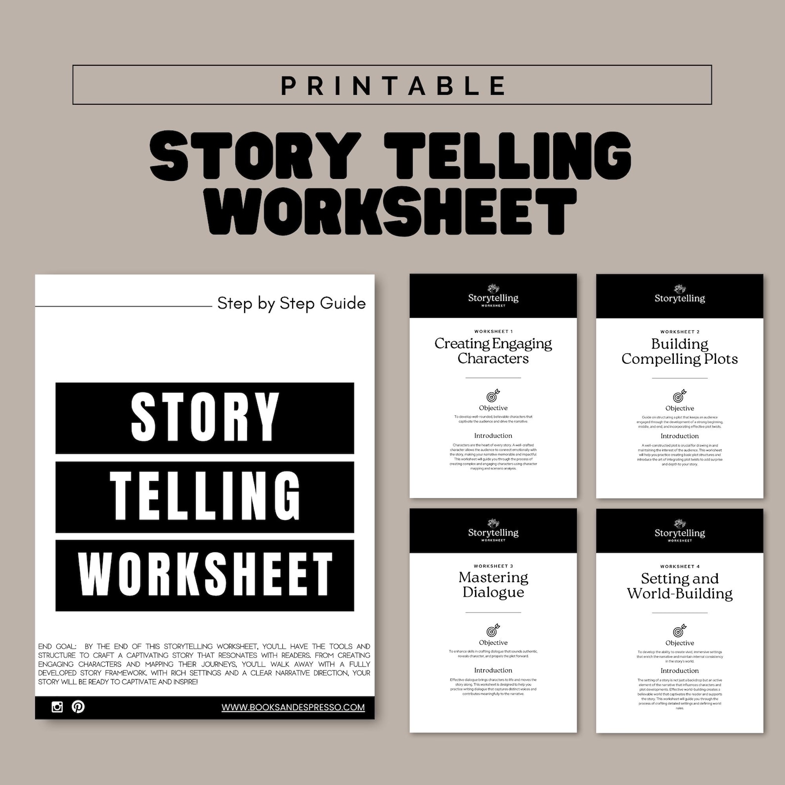 Printable Story Telling Planner, Novel Writing Workbook, Plot Outline ...