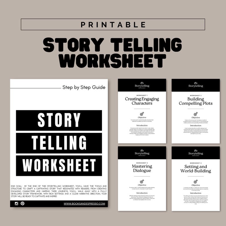 Printable Story Telling Planner, Novel Writing Workbook, Plot Outline ...