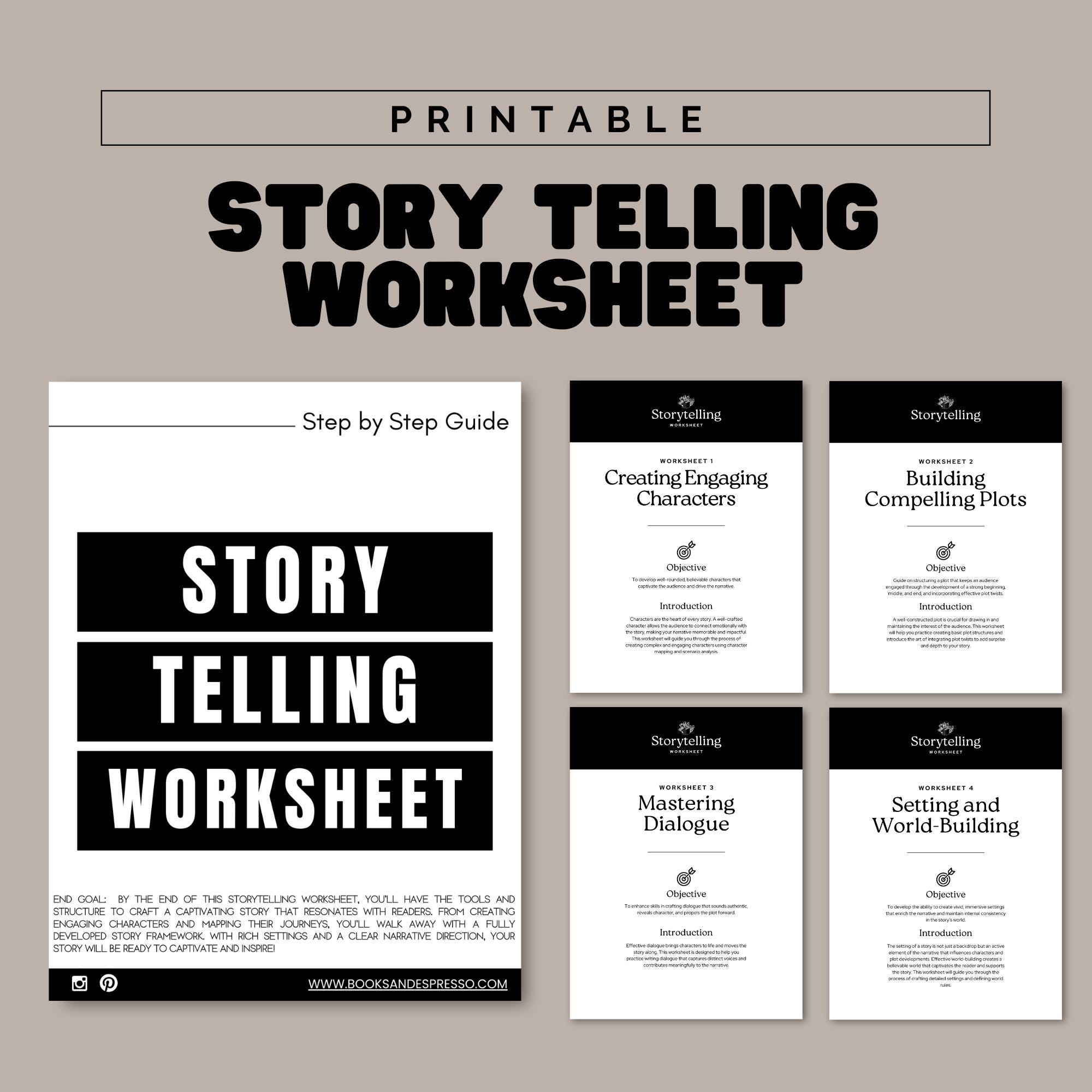 Printable Story Telling Planner, Novel Writing Workbook, Plot Outline ...