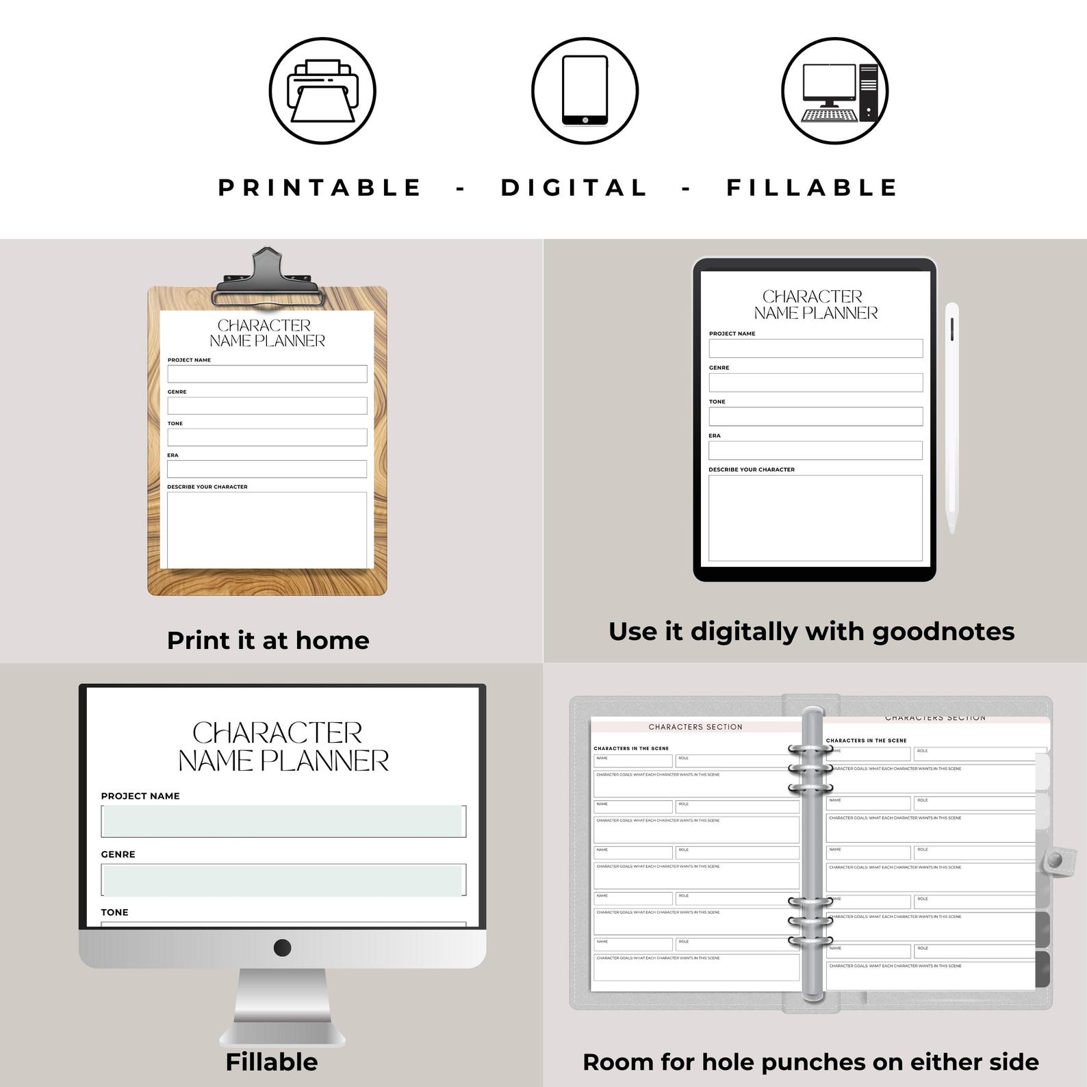 Novel Character Name Planner, Character Development Checklist ...
