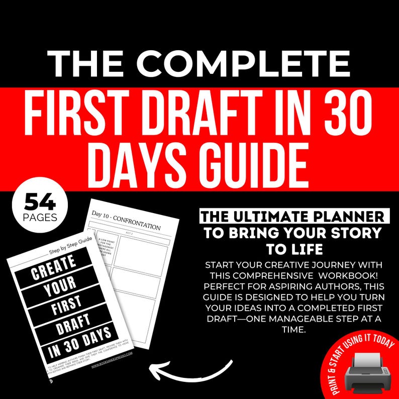 First Draft Novel Guide, Write a Book in 30 Days, 30 Day Novel Writing ...