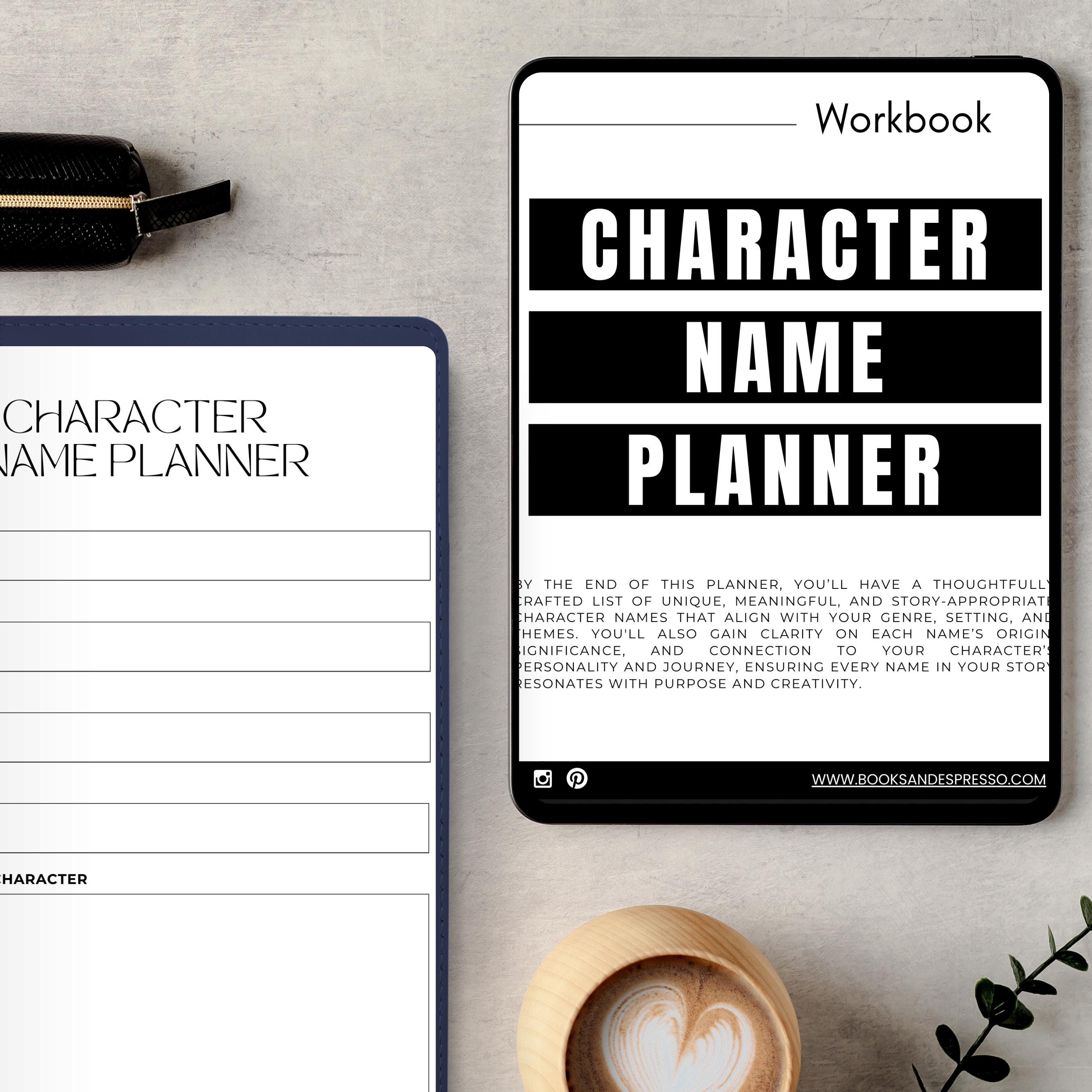 Novel Character Name Planner, Character Development Checklist ...
