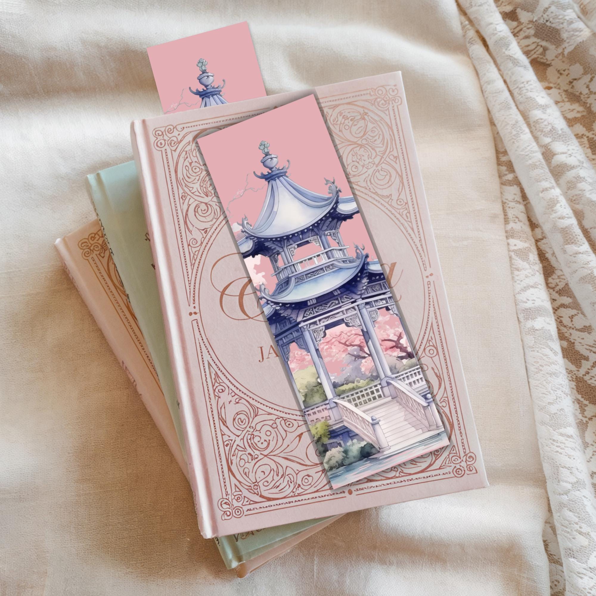 Chinoiserie Printable Bookmarks, Pagoda Bookmarks, Set of 4 Bookmarks ...