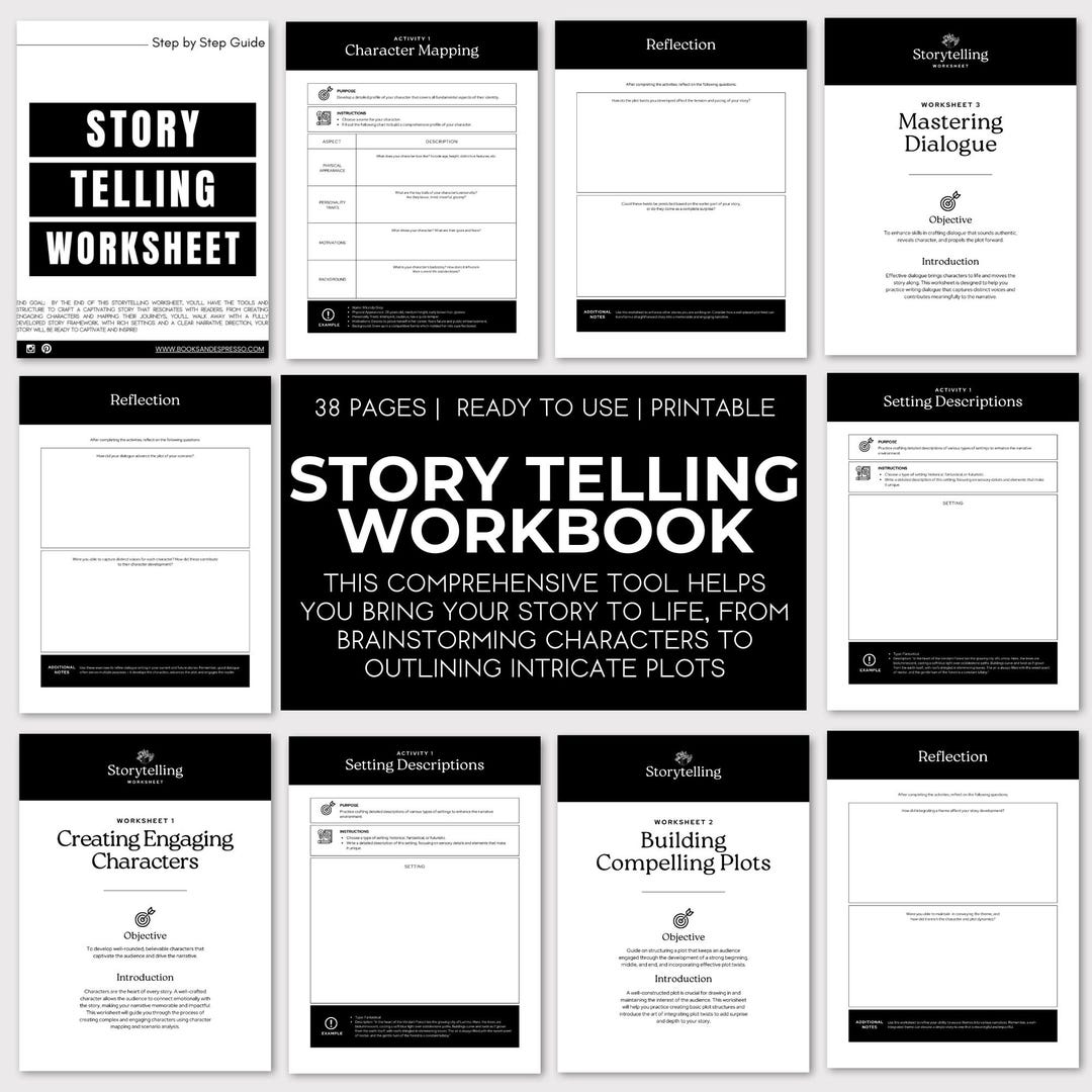Printable Story Telling Planner, Novel Writing Workbook, Plot Outline ...