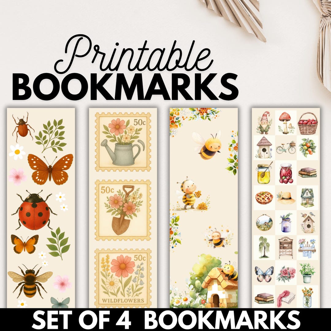 Cottagecore Printable Bookmarks, Country Rustic, Vintage Cottage, Book ...