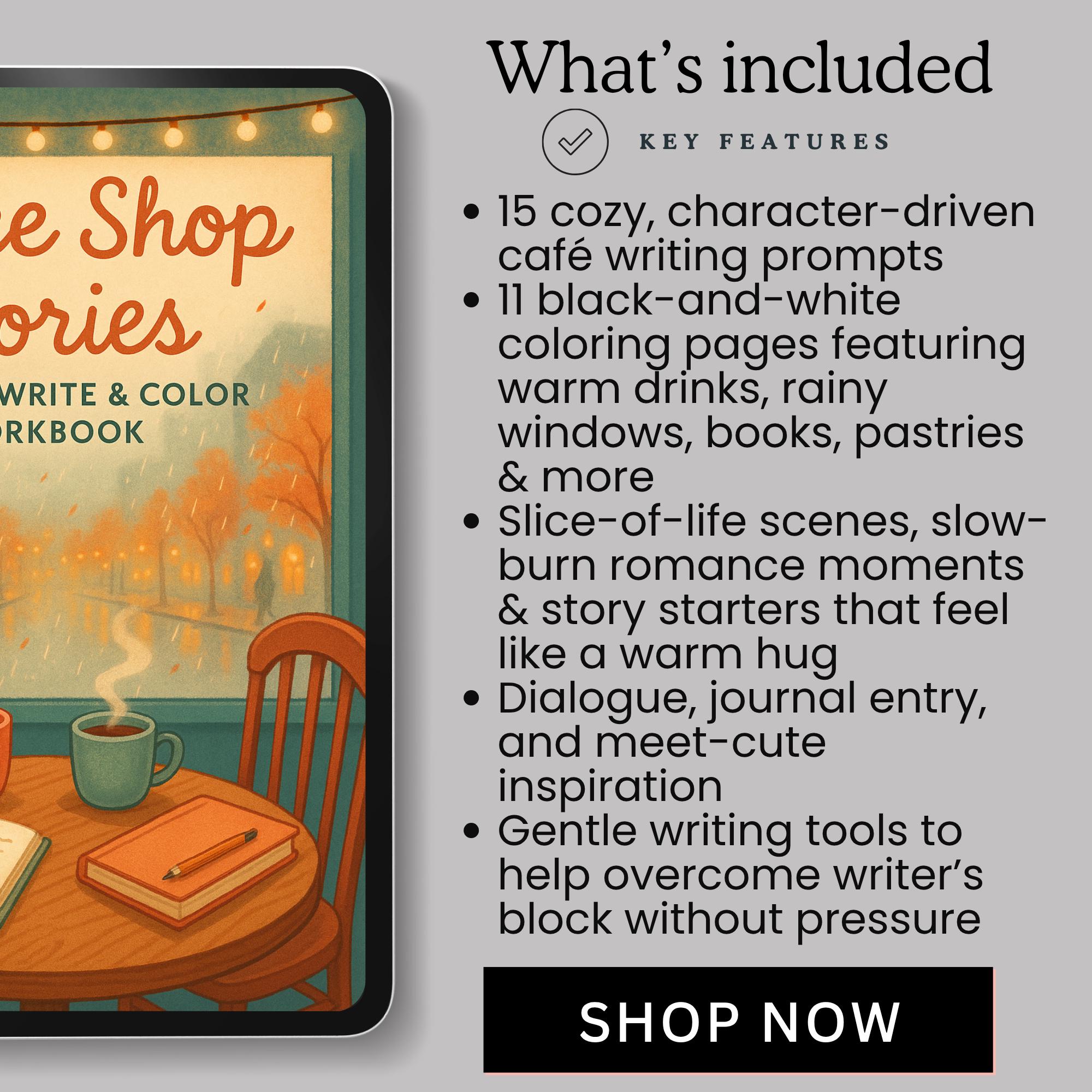 Cozy Cute Cafe Coloring and Writing, Writers Block Workbook With ...