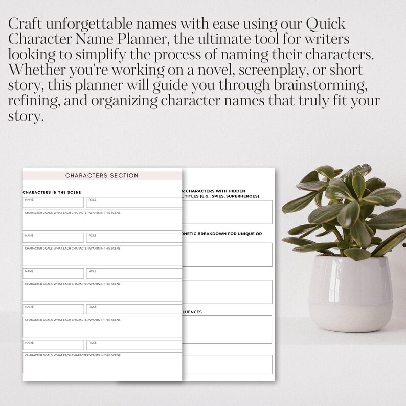 Novel Character Name Planner, Character Development Checklist ...