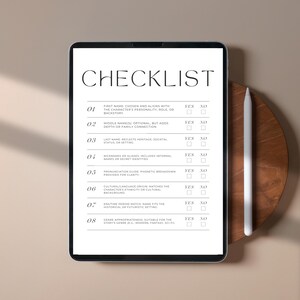 Novel Character Name Planner, Character Development Checklist ...