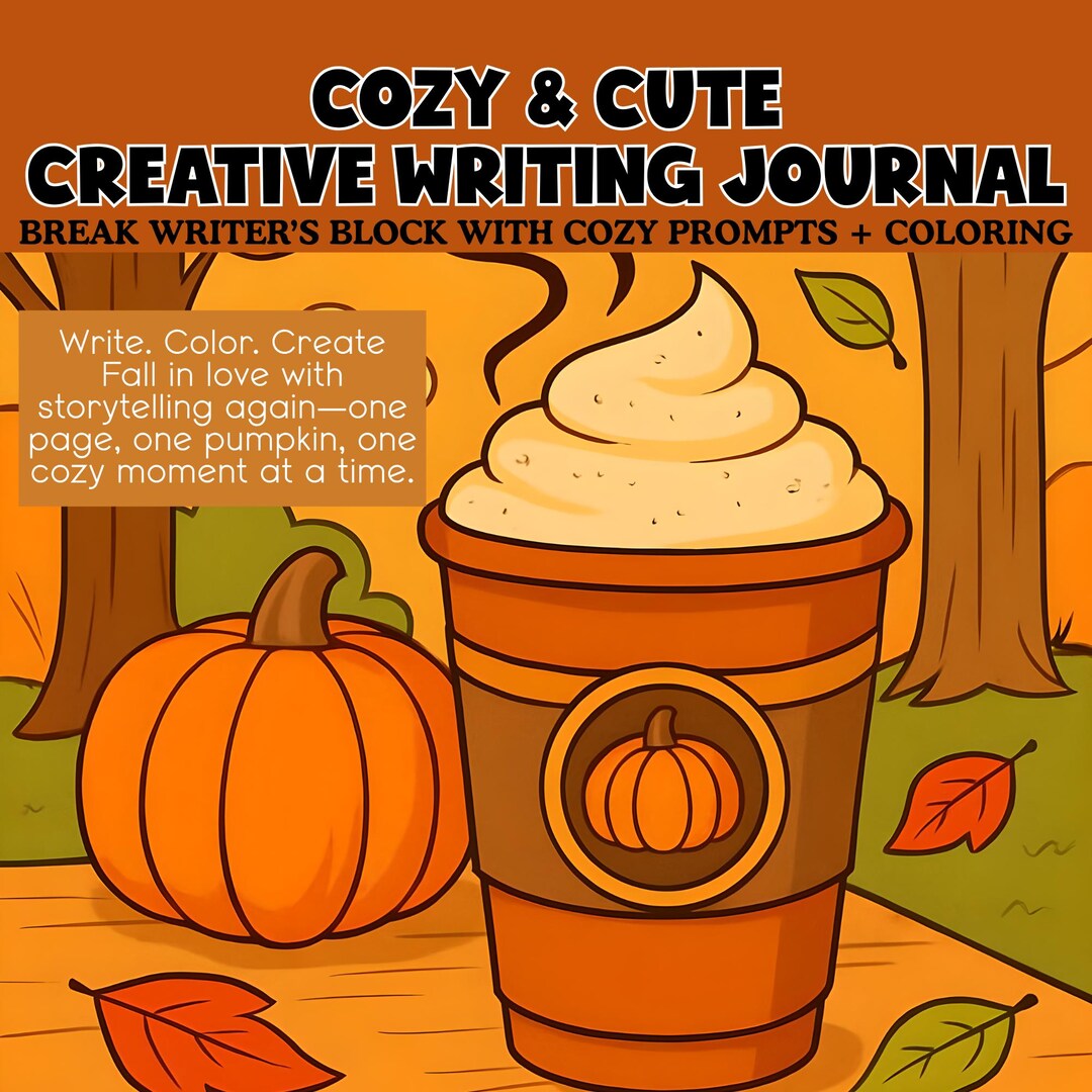 Cozy Cute Fall Scenes Coloring and Writing, Fall Creative Writing ...