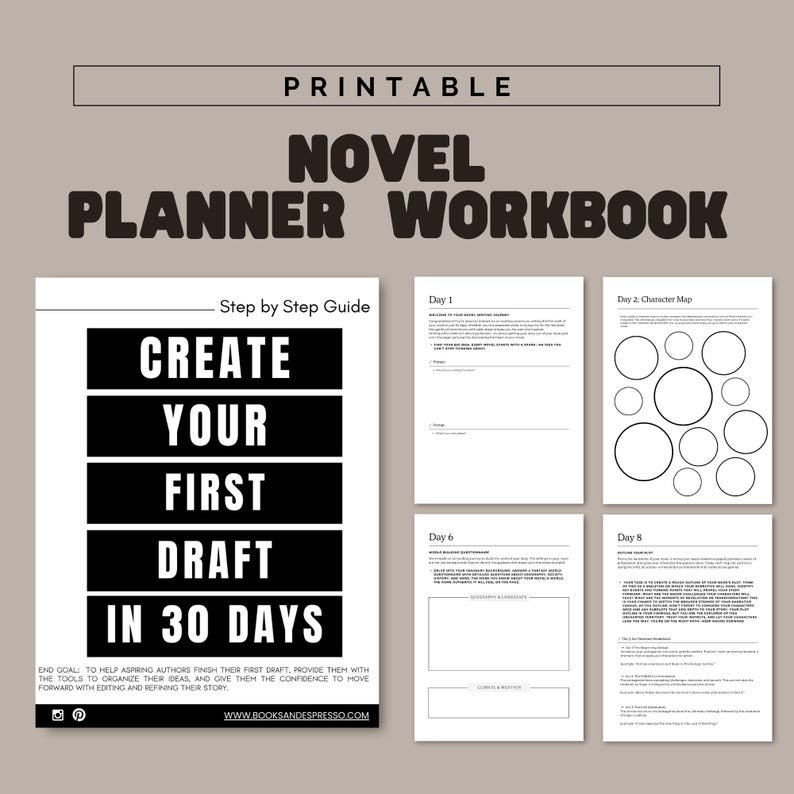 First Draft Novel Guide, Write a Book in 30 Days, 30 Day Novel Writing ...