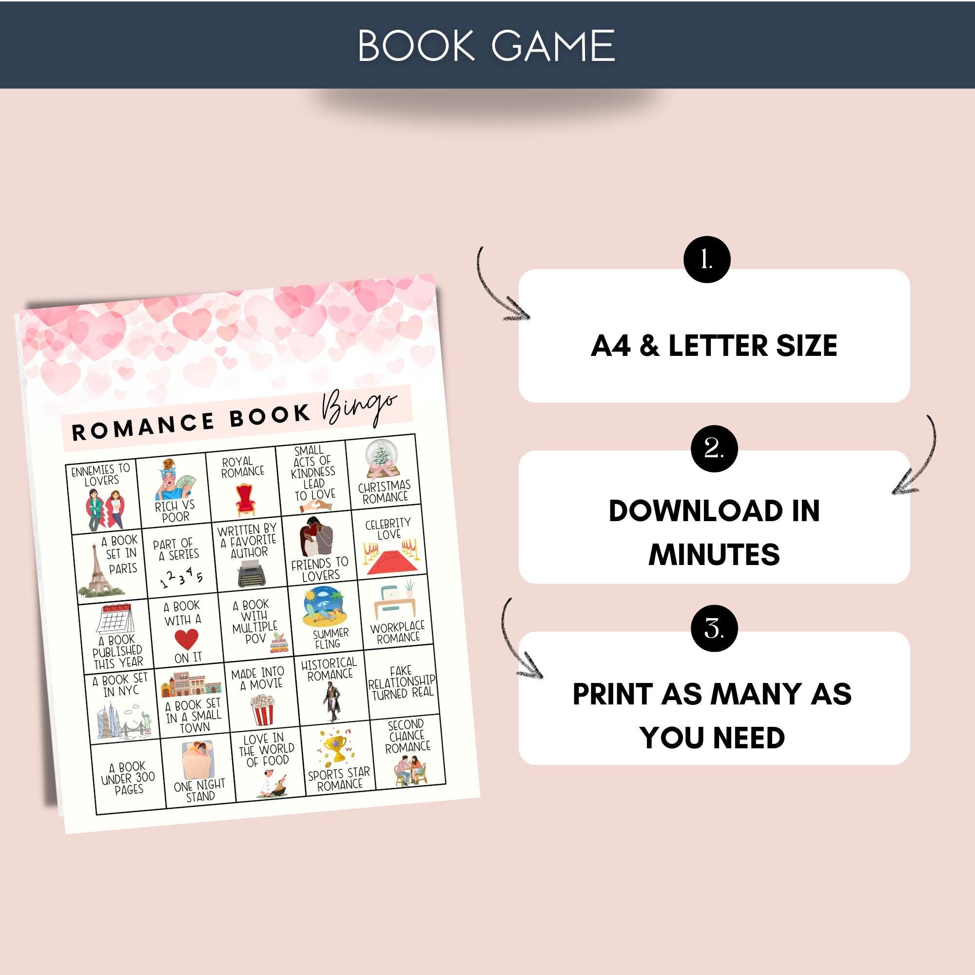 Printable Romance Book Bingo, Romance Reader TBR Game, Reading ...