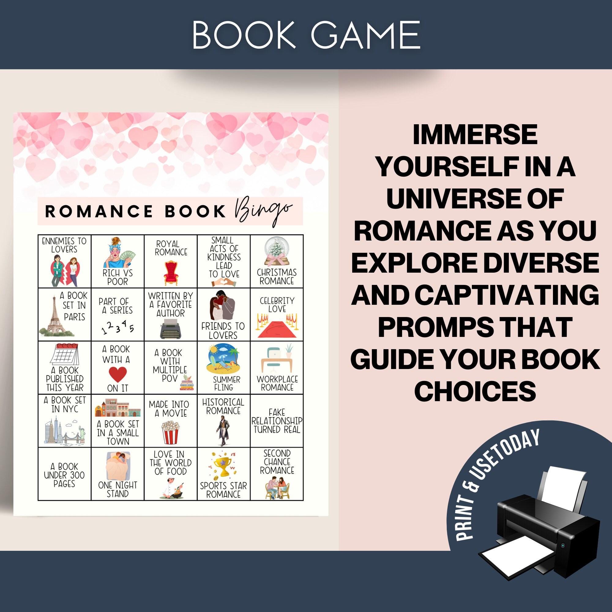 Printable Romance Book Bingo, Romance Reader TBR Game, Reading ...