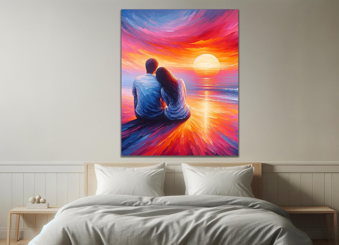 Abstract Romantic Intimate Canvas Print Modern Love Artwork for Bedroom ...