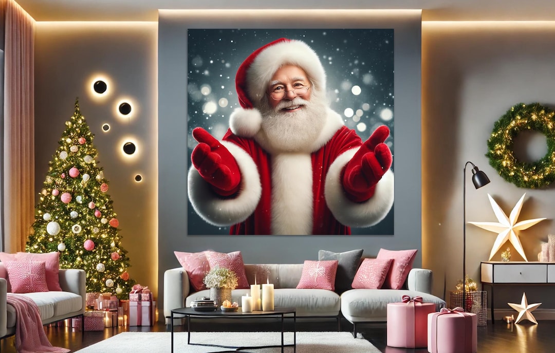 Santa Canvas Wall Art Festive Holiday Wall Art Christmas Decor Santa ...