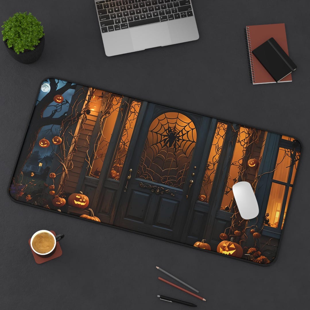 Spooky Desk Mat, Halloween Door Decoration, Home Office Accessory, Work ...