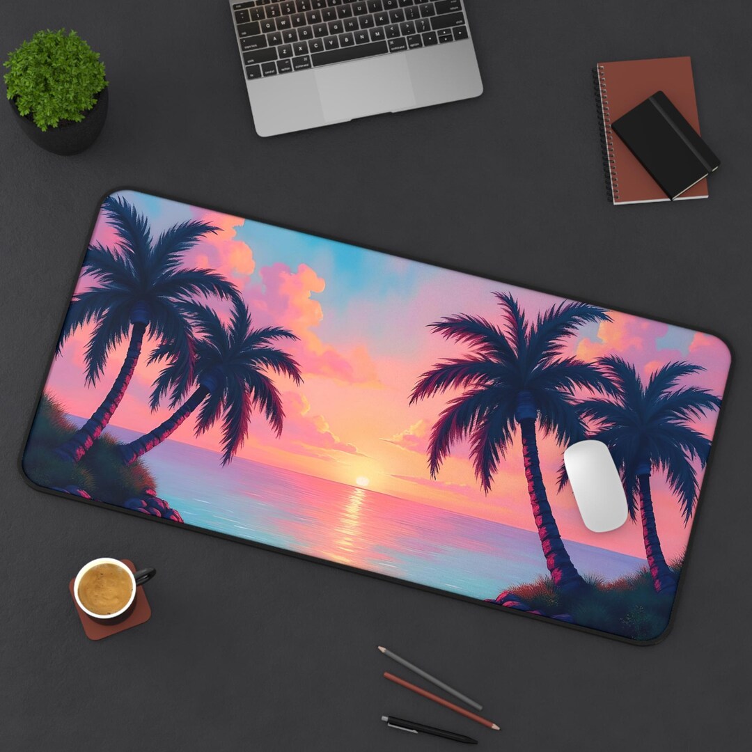 Palm Tree Desk Mat, Hawaiian Inspiration Pad, Tropical Office Decor ...