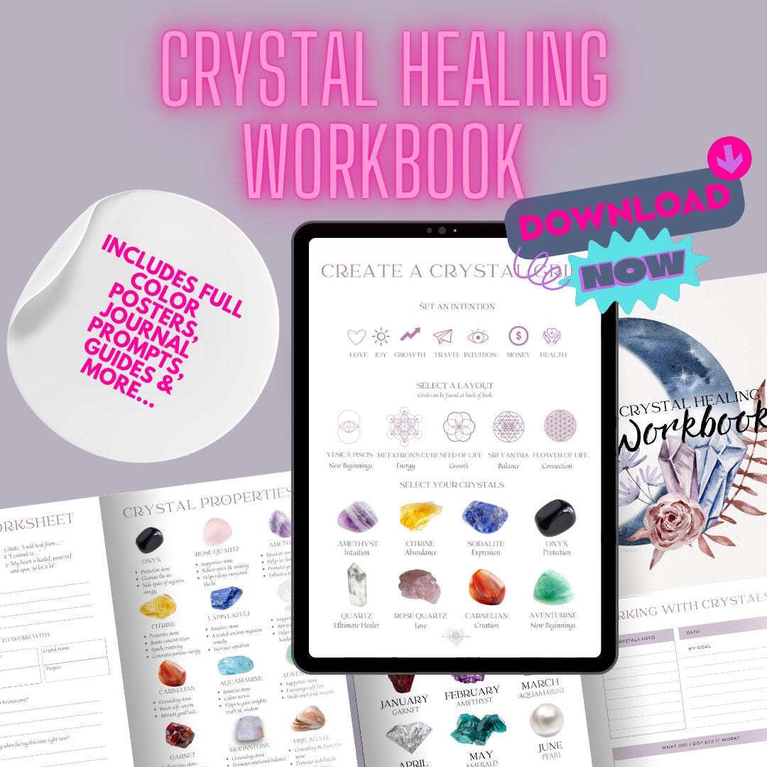 Printable Crystal Healing Workbook With Full Color Posters and Journal ...