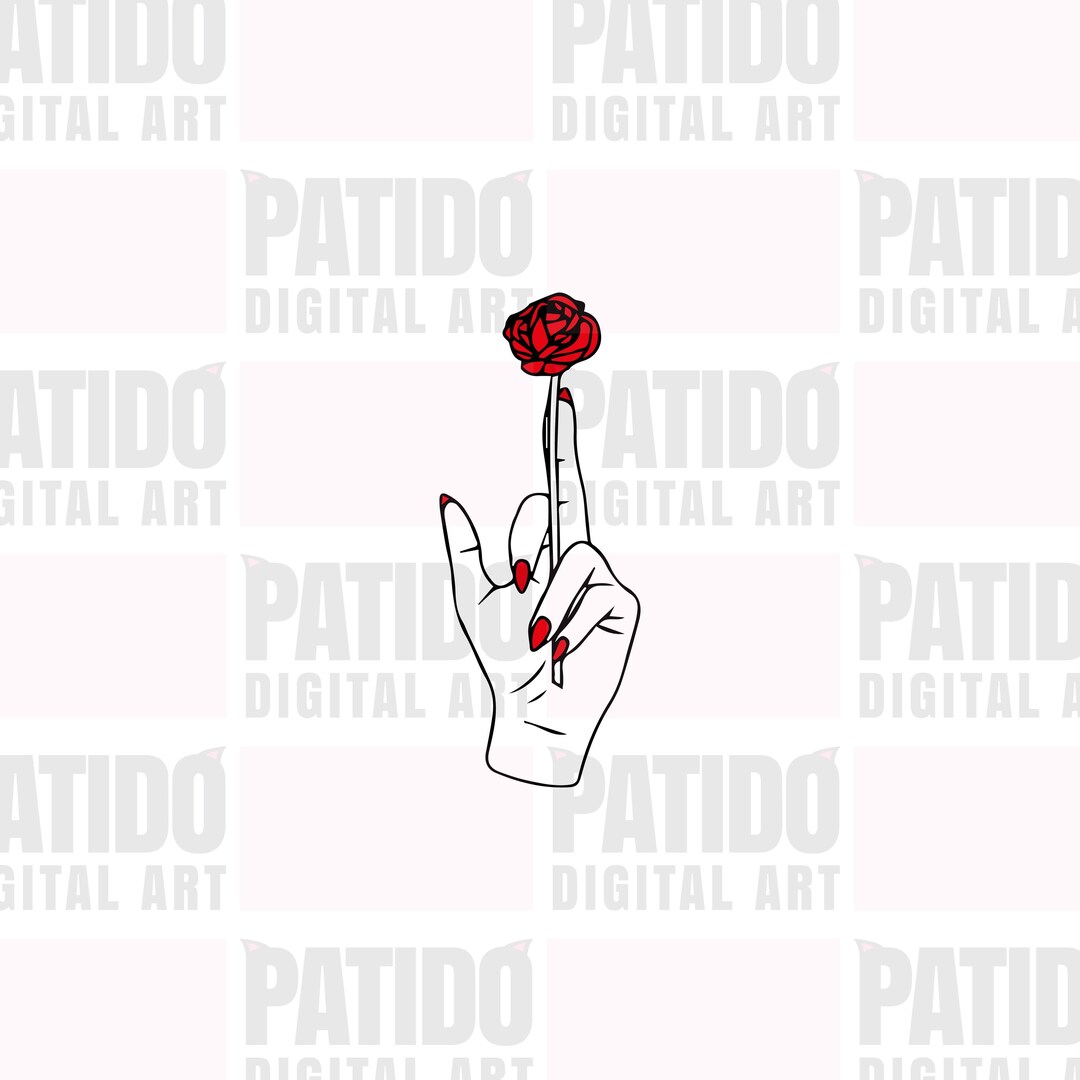 Feminine Hand With Red Rose Illustration SVG, Woman Middle Finger Svg ...